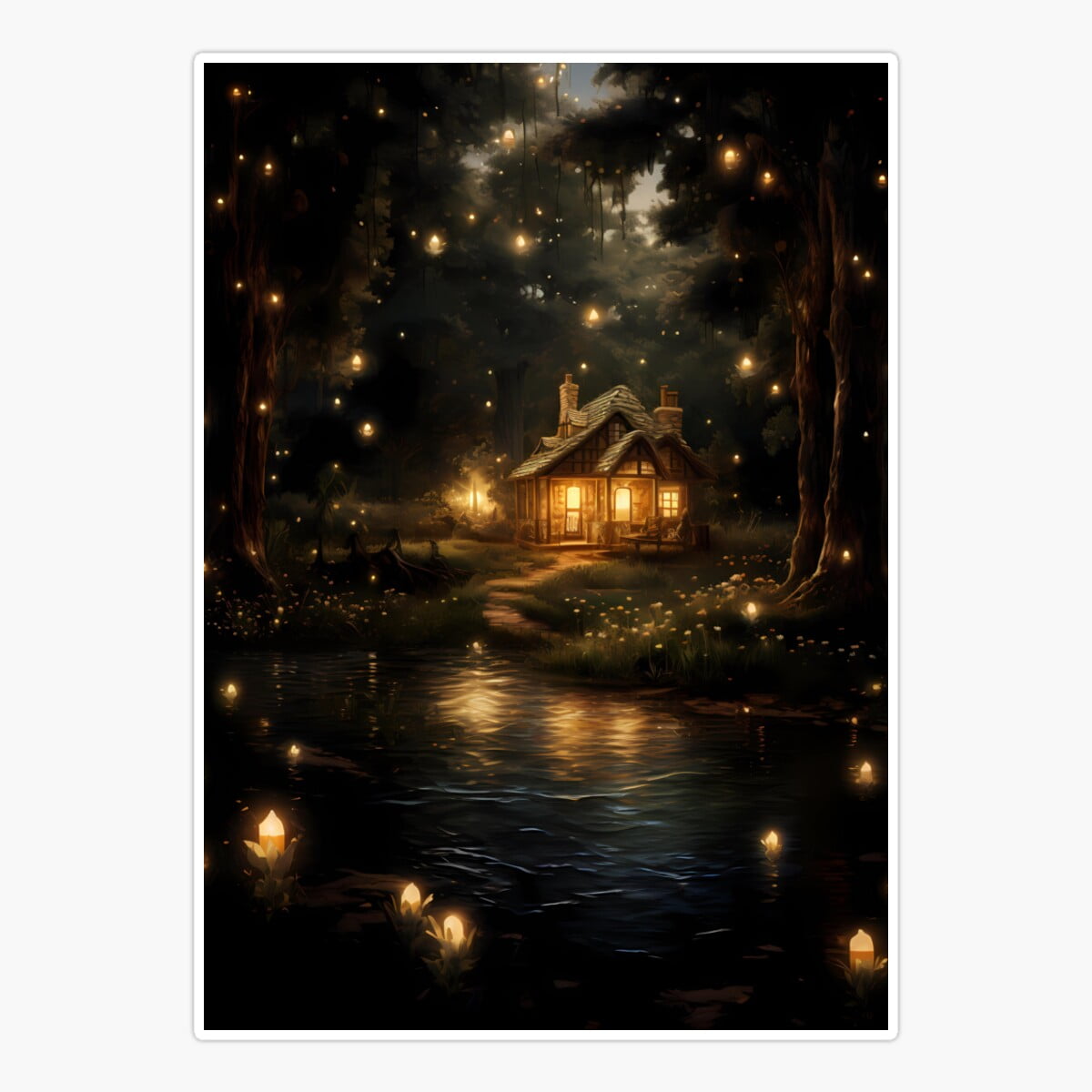 Onim Fireflies Land Dark Academia Gothic Cottagecore Decor Sticker ...