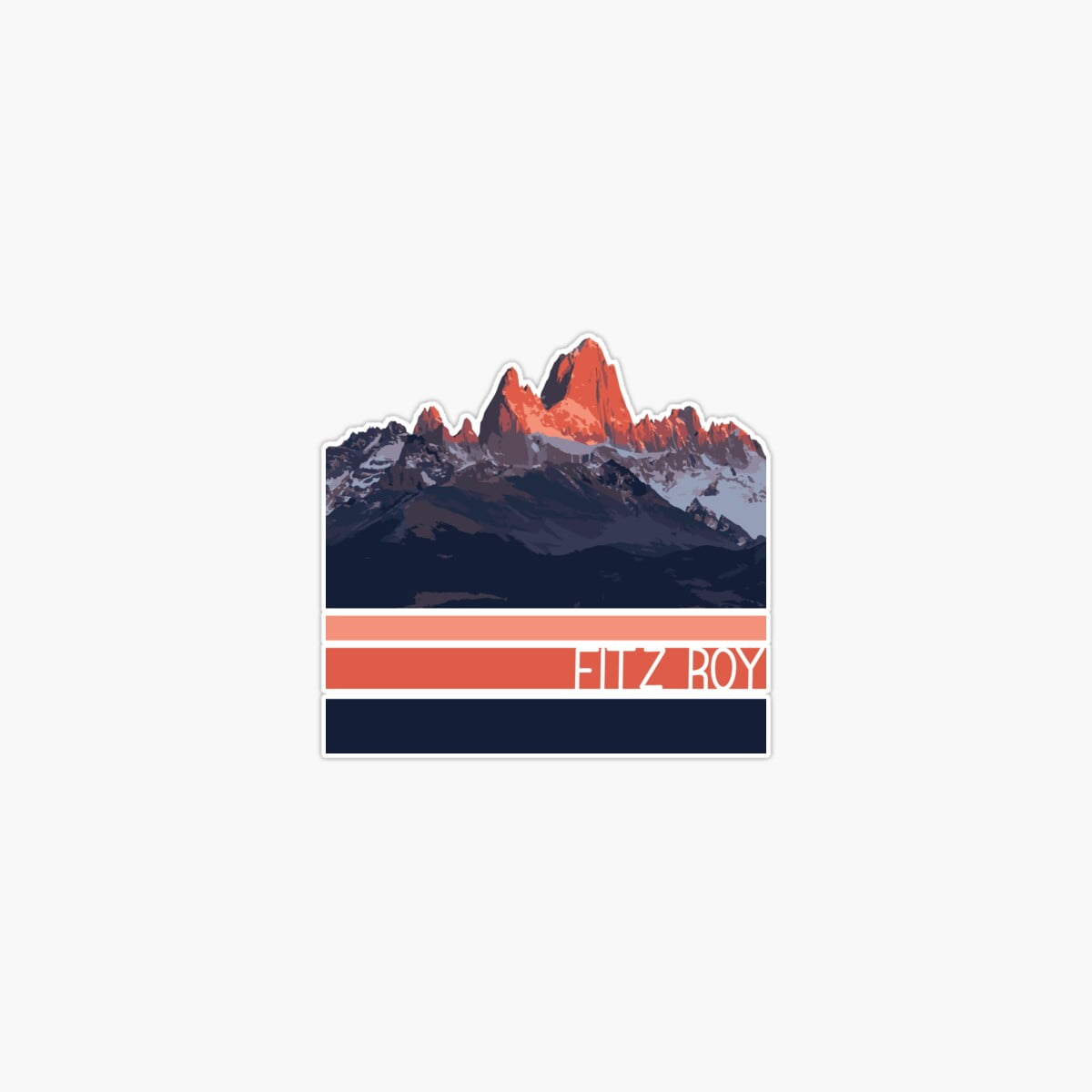 Onim Fitz Roy Mountain Illustration Sticker, Phone Decal Water Bottle ...