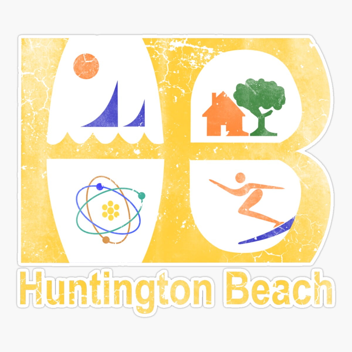 Onim Flag Of Huntington Beach California Sticker, Phone Decal Water ...