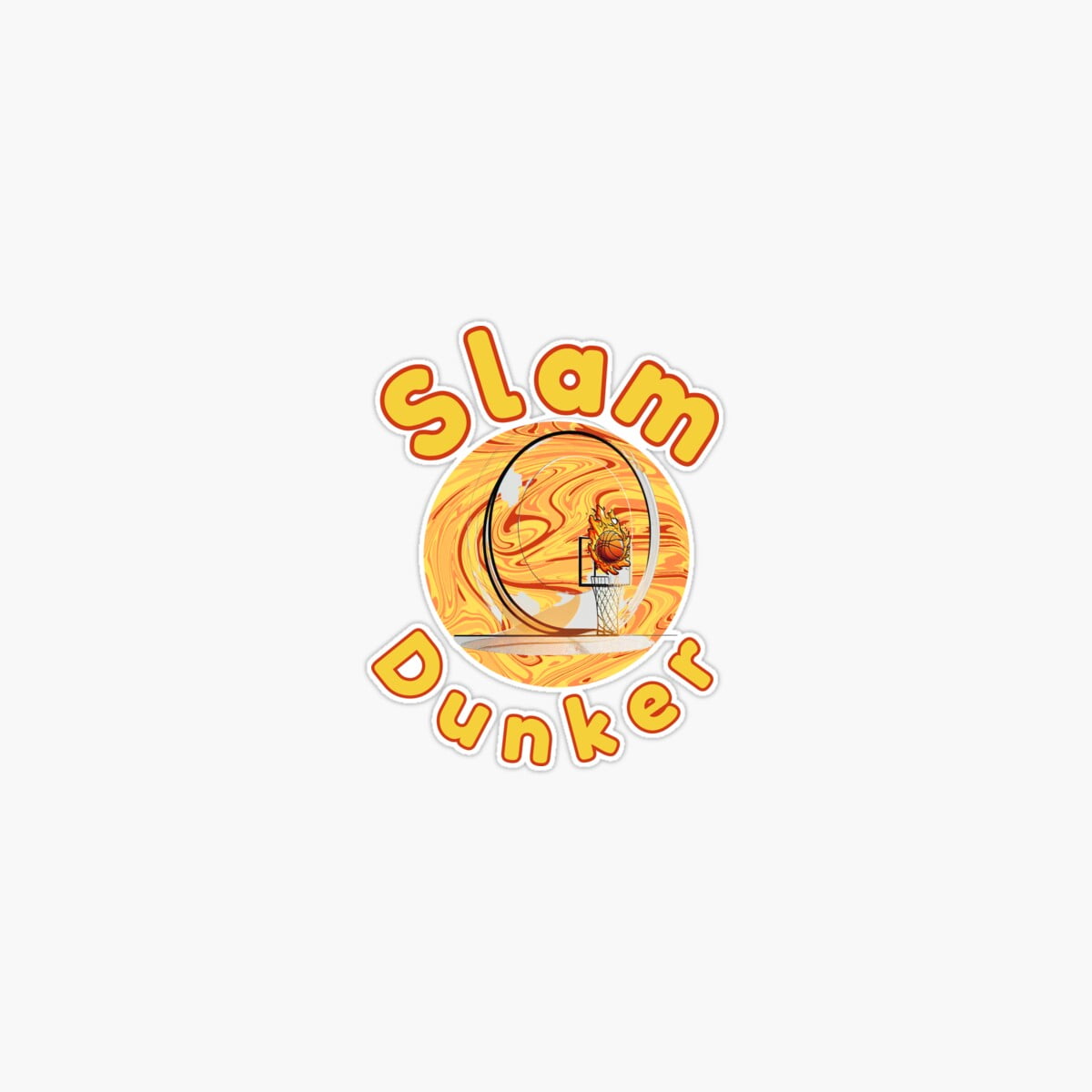 Onim Flaming Slam Dunk: Basketball On Fire? Sticker, Phone Decal Water ...