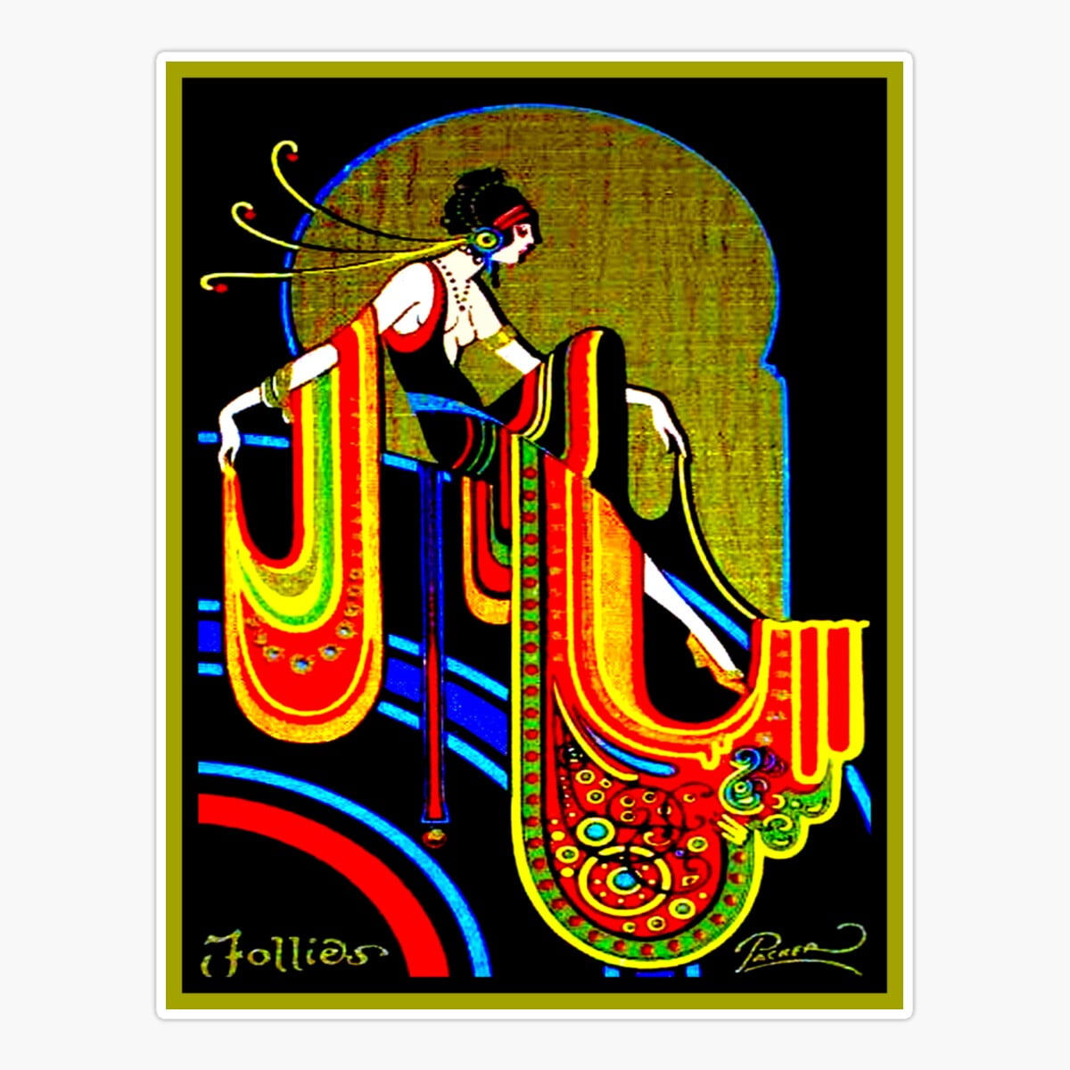 Onim Flapper : Vintage 1920 Art Deco Beautiful Print Sticker, Phone ...