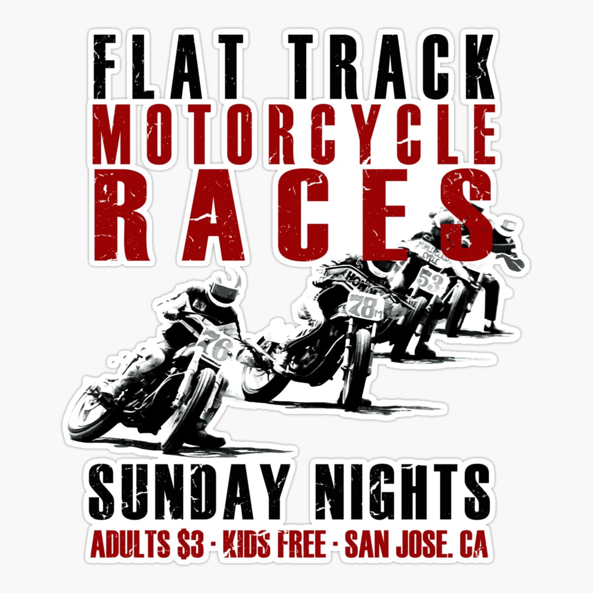 Onim Flat Track Motorcycle Races Sticker, Phone Decal Water Bottle ...