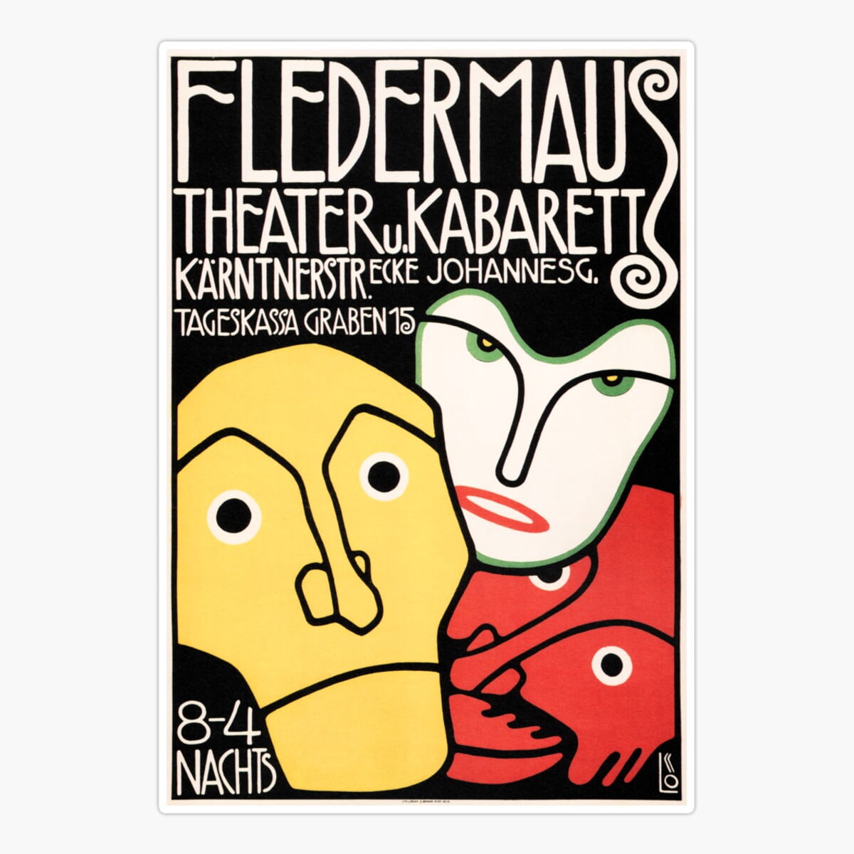 Onim Fledermaus Theater Cabaret 1900S Vintage Art Deco Lithograph ...