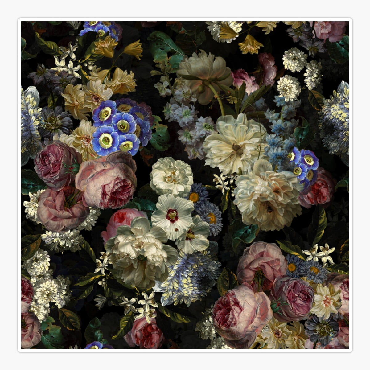 Onim Flemish Masters - Vintage Midnight Botanical Garden Pattern Original Nightgarden Sticker ...