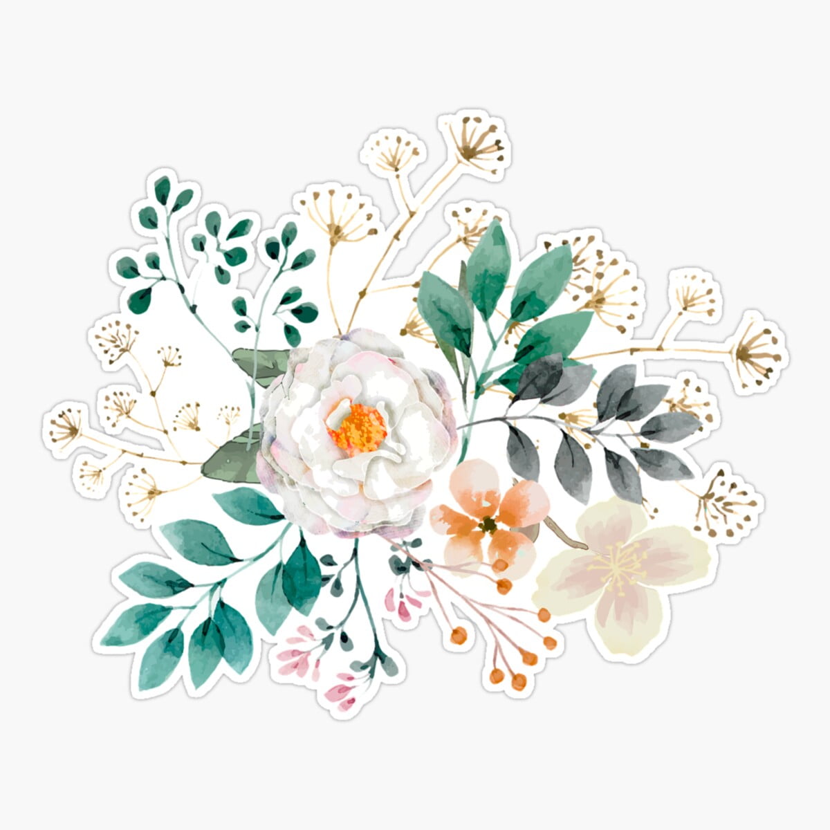 Onim Floral Art,Lisianthus Blossom Flower Decor. Sticker, Phone Decal ...