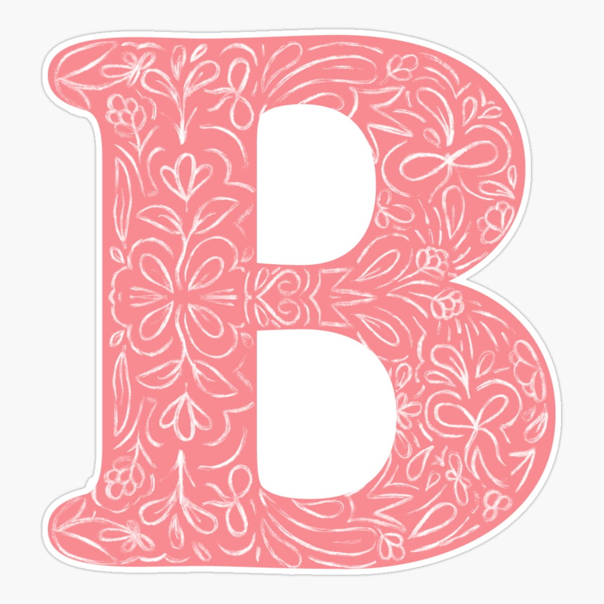 Onim Floral B Initial / Monogram Sticker, Phone Decal Water Bottle ...