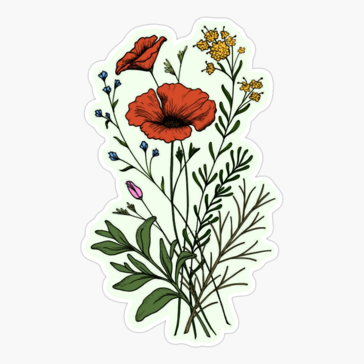 Onim Floral Cottagecore Design Sticker, Phone Decal Water Bottle ...