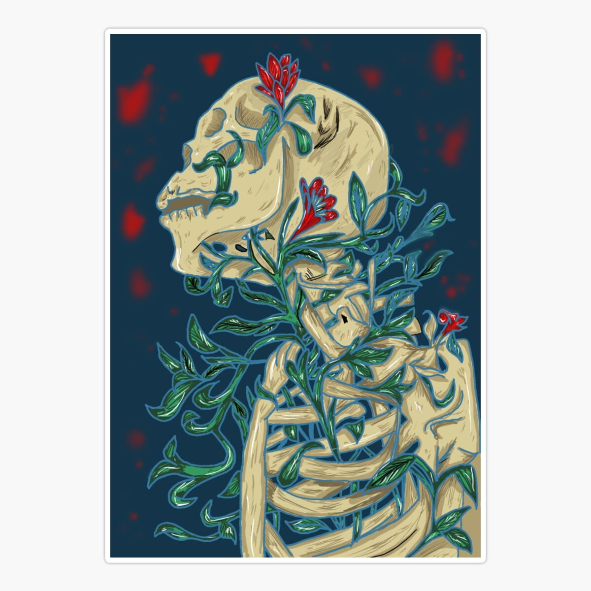 Onim Floral Death Sticker, Phone Decal Water Bottle Stickers Car Decals ...