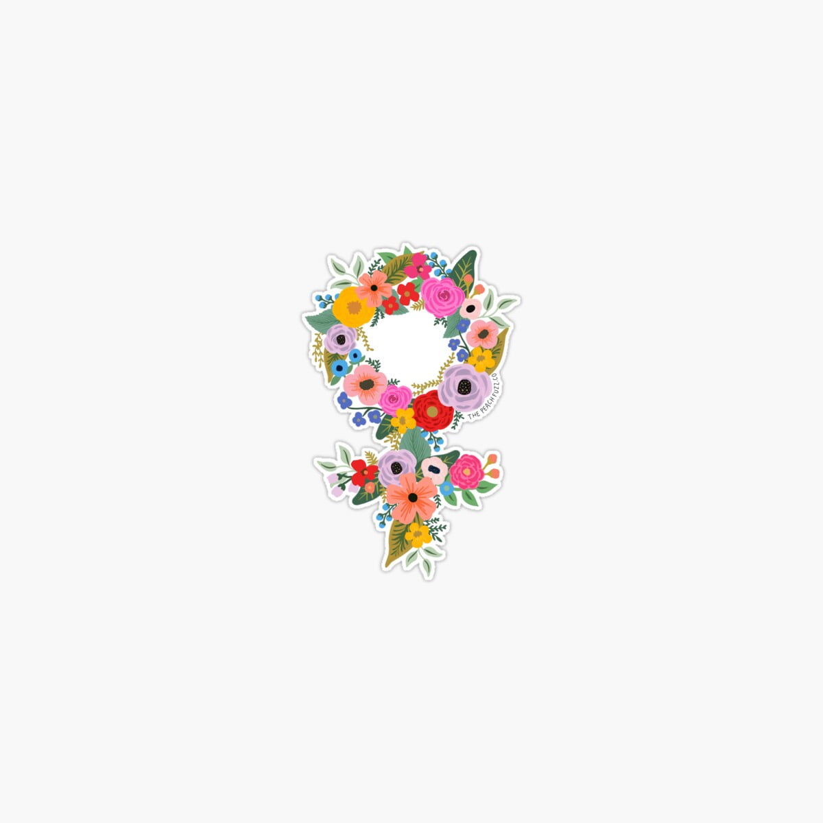 Onim Floral Feminist - The Peach Fuzz Sticker, Phone Decal Water Bottle ...