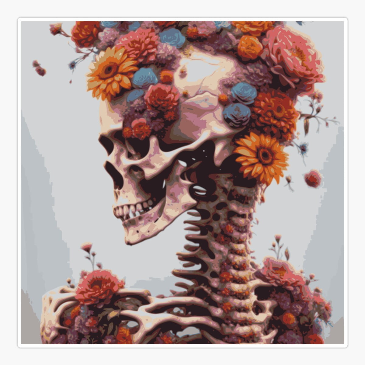 Onim Floral Fusion: Spine And Head Anatomy Harmony Sticker, Phone Decal ...