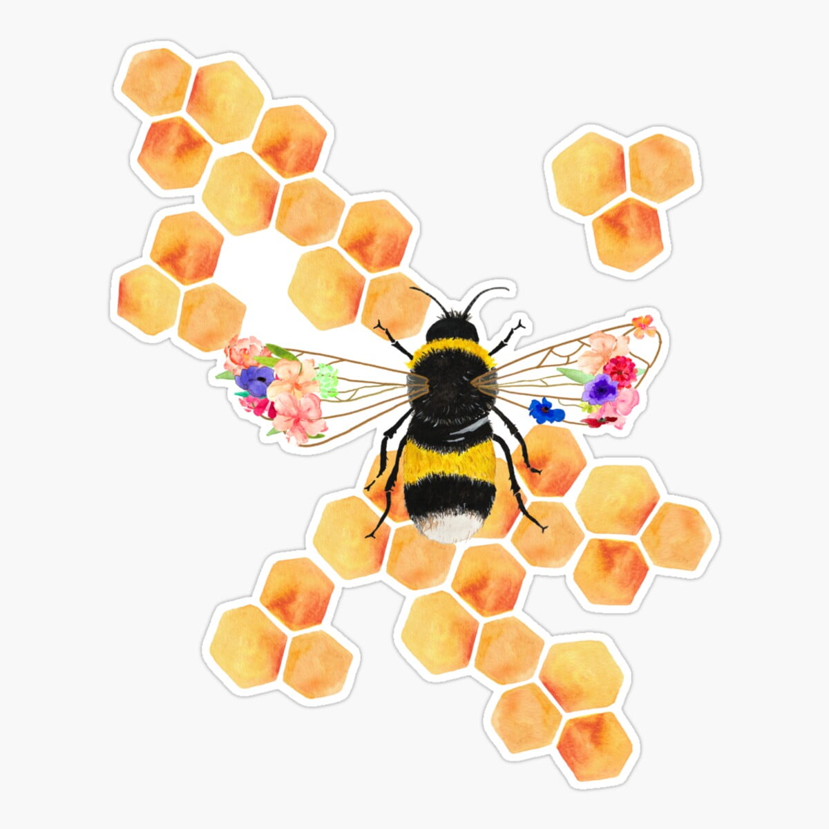 Onim Floral Honeycomb Sticker, Phone Decal Water Bottle Stickers Car ...