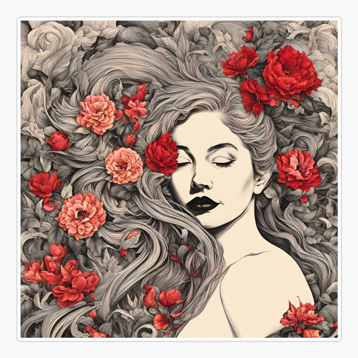 Onim Floral Muse Sticker, Phone Decal Water Bottle Stickers Car Decals ...