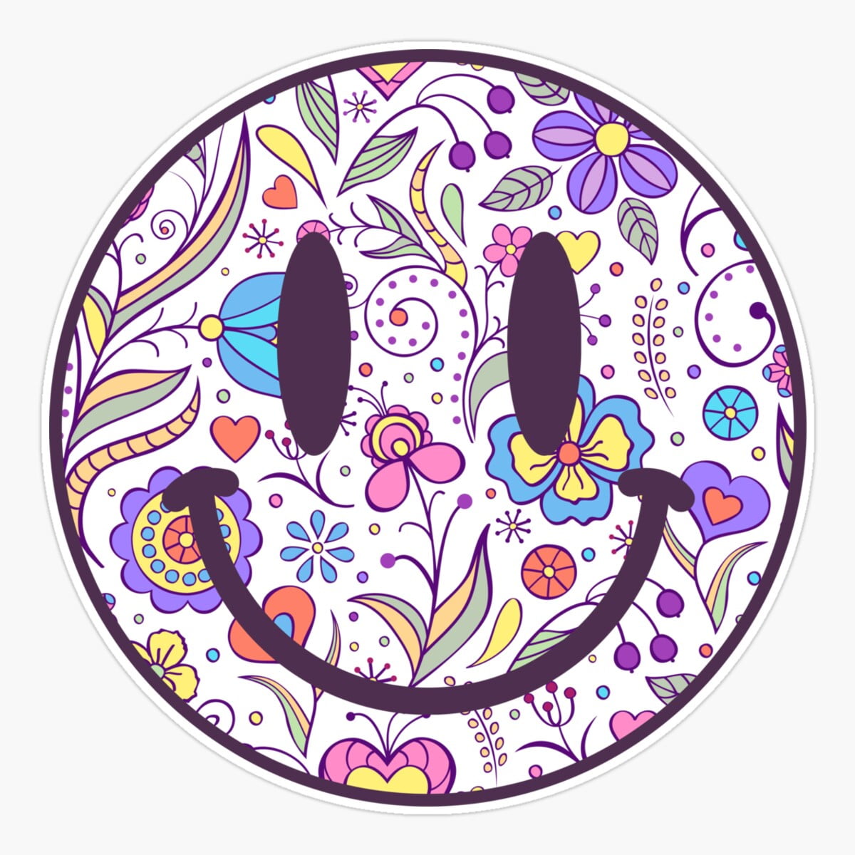 Onim Floral Smile Emoji Sticker, Phone Decal Water Bottle Stickers Car ...