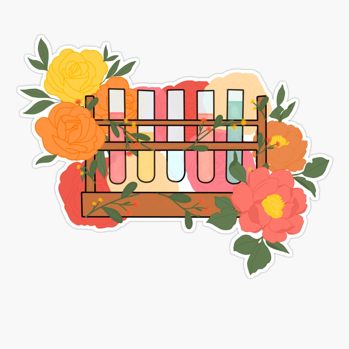 Onim Floral Test Tube Rack Sticker, Phone Decal Water Bottle Stickers ...