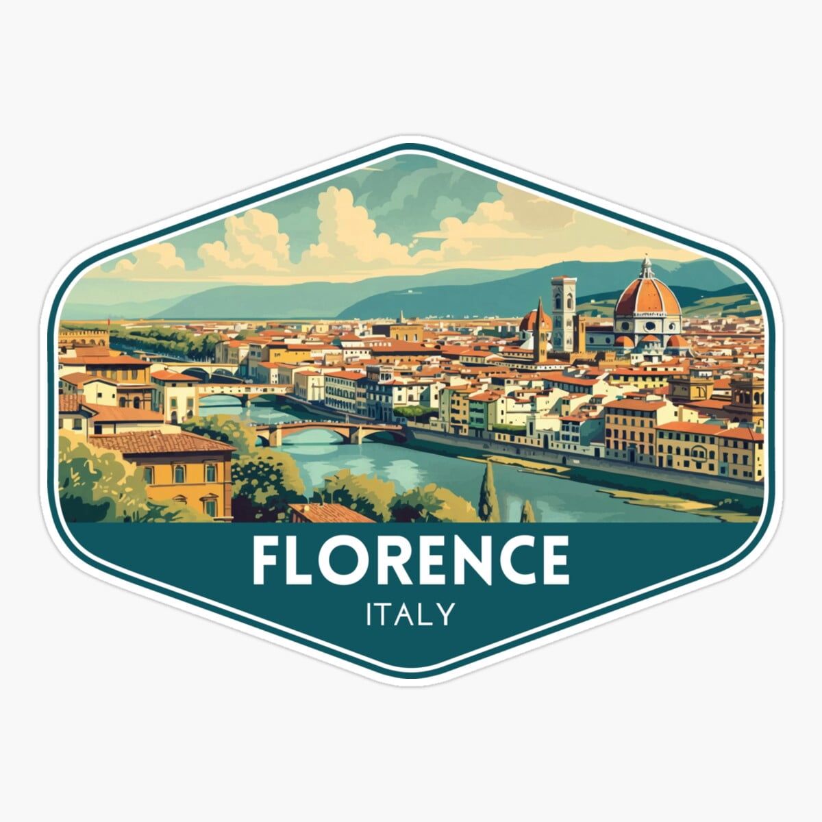 Onim Florence Italy Travel Art Sticker, Phone Decal Water Bottle ...