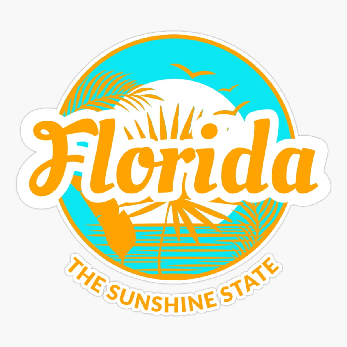 Onim Florida The Sunshine State - Retro Logo Sticker, Phone Decal Water ...