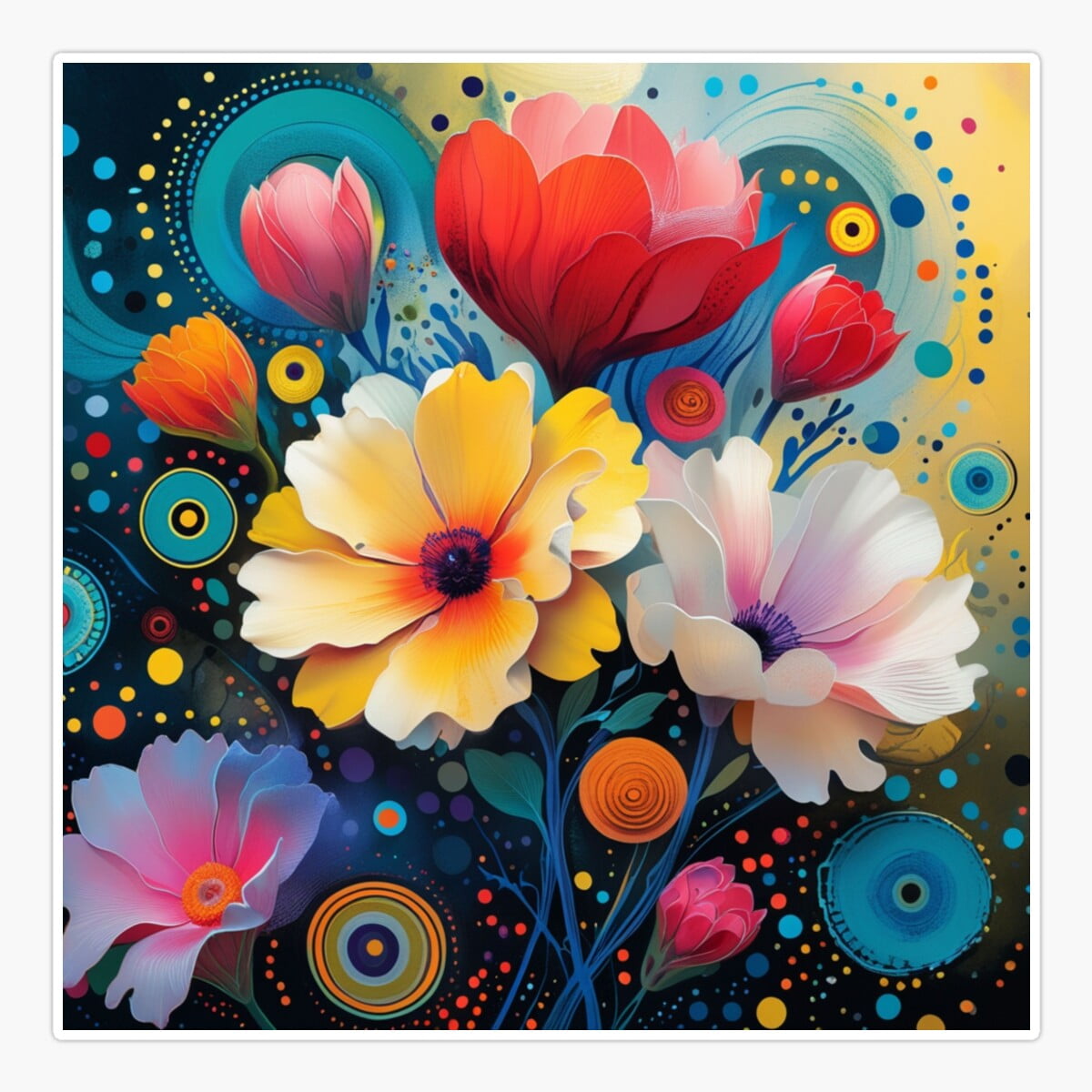 Onim Flower 441 Sticker, Phone Decal Water Bottle Stickers Car Decals ...