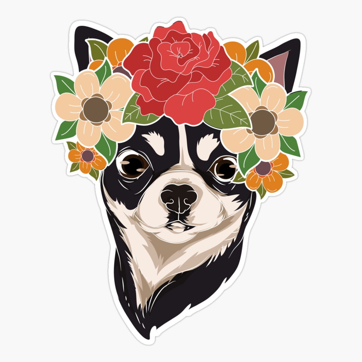Onim Flower Crown Dog Owner Botanical Pet Chihuhua Sticker, Phone Decal ...