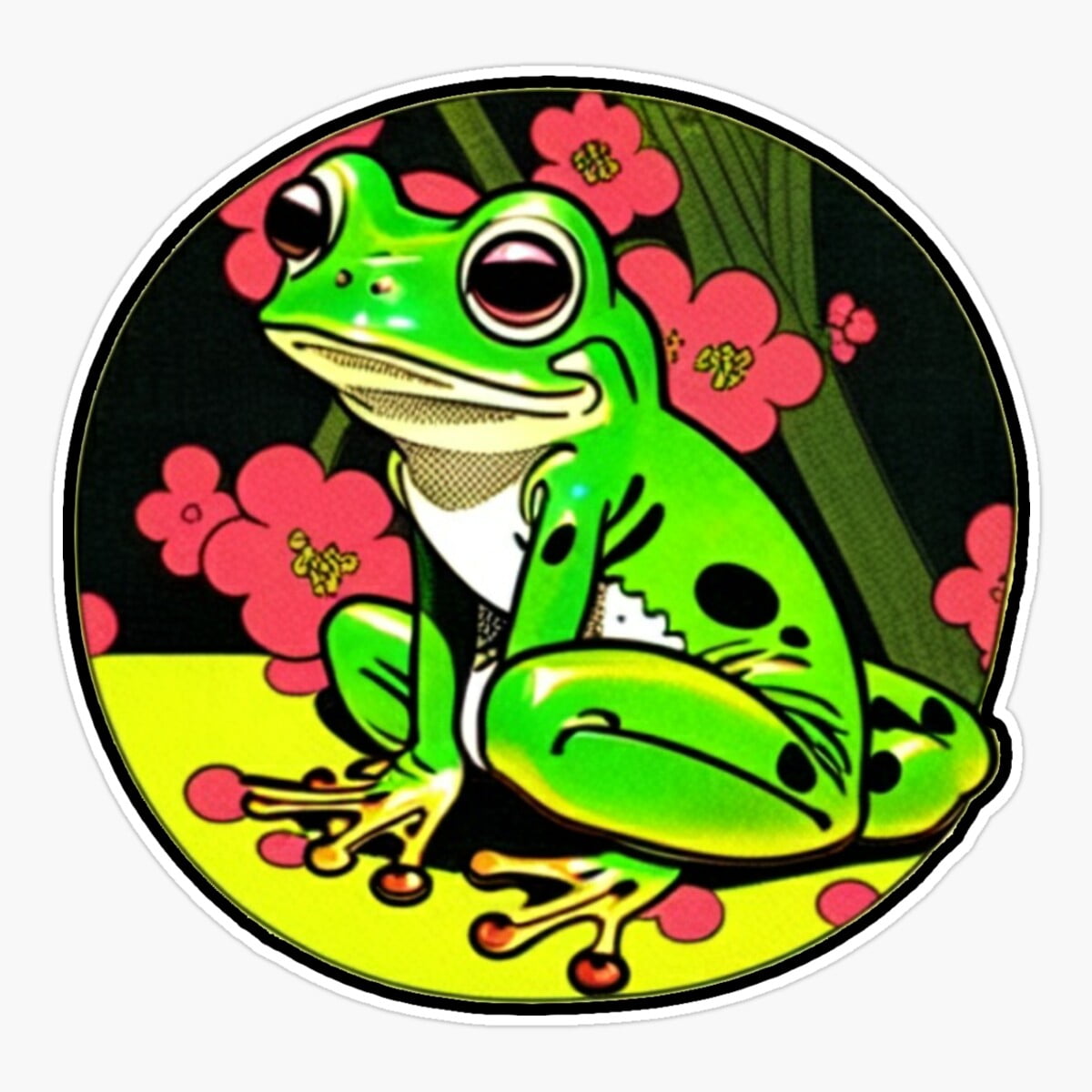 Onim Flower Frog Sticker, Phone Decal Water Bottle Stickers Car Decals ...