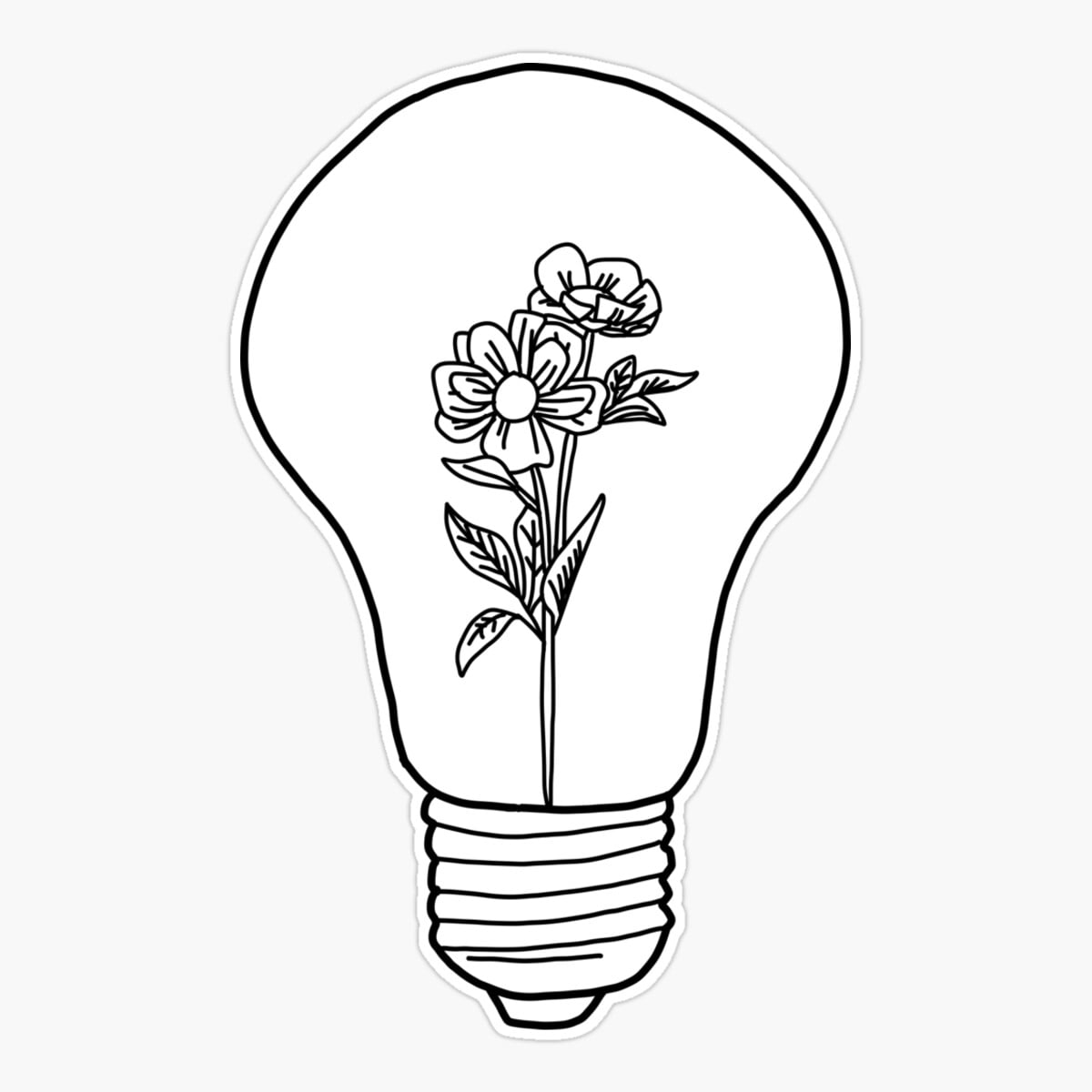Onim Flower In A Light Bulb Sticker, Phone Decal Water Bottle Stickers ...