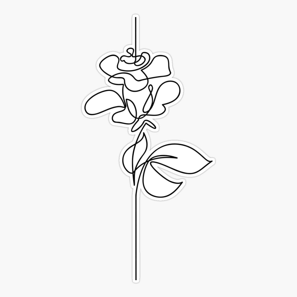 Onim Flower Line Art Sticker, Phone Decal Water Bottle Stickers Car ...