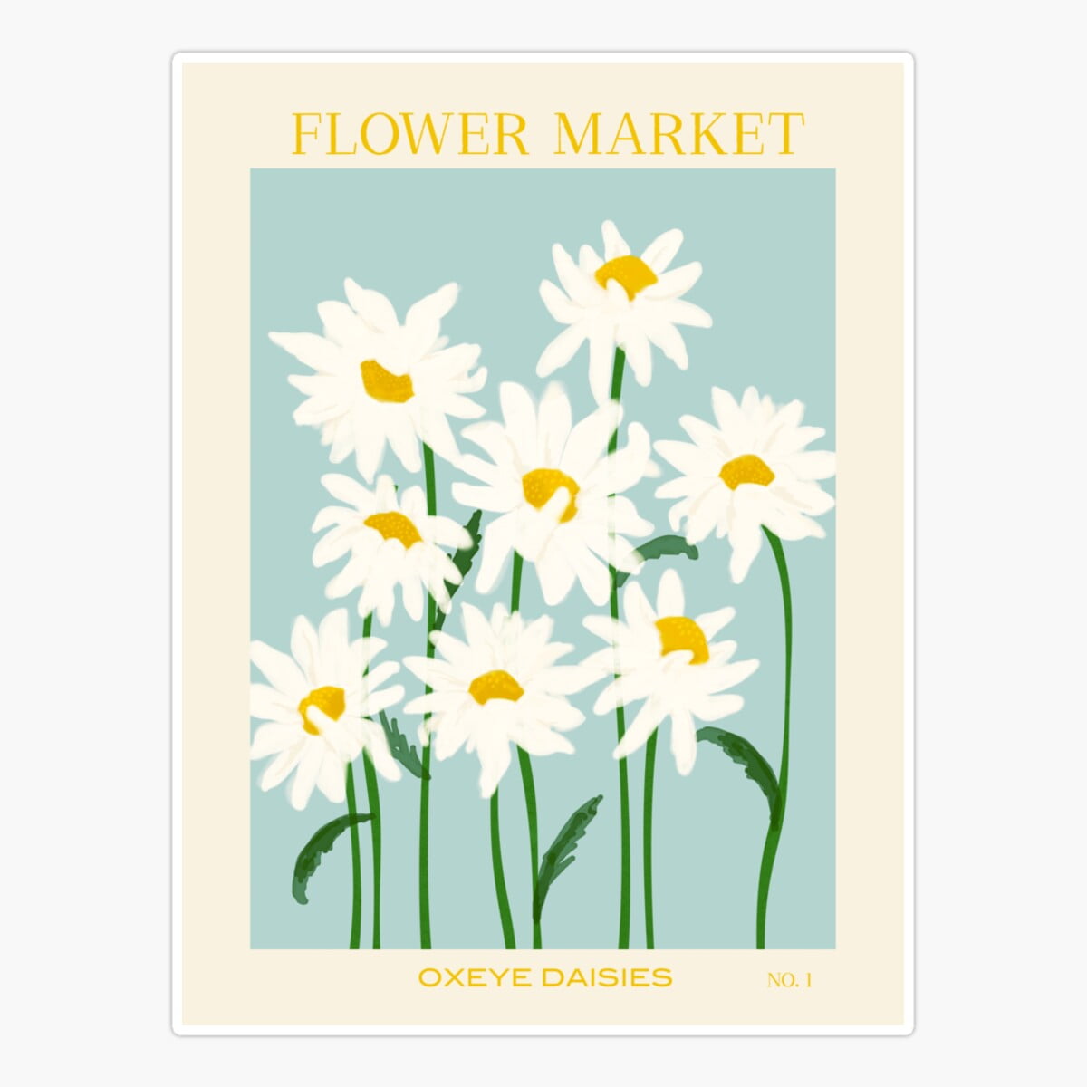 Onim Flower Market - Oxeye Daisies Sticker, Phone Decal Water Bottle ...