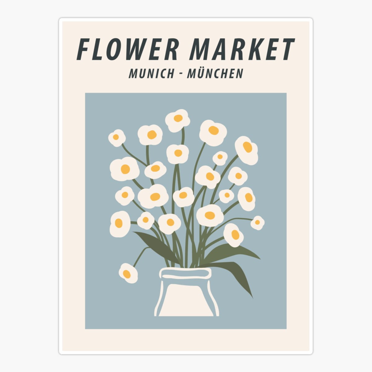 Onim Flower Market Print, Munich, Posters Aesthetic, Cute Blue Flowers ...