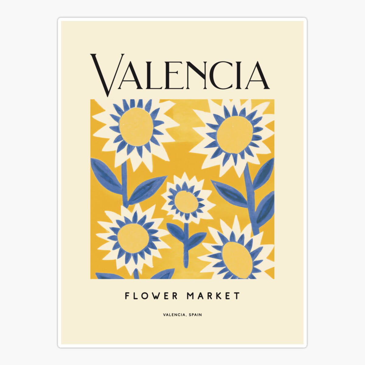 Onim Flower Market Valencia Poster Spain 1960S Retro Art Plants Vintage ...