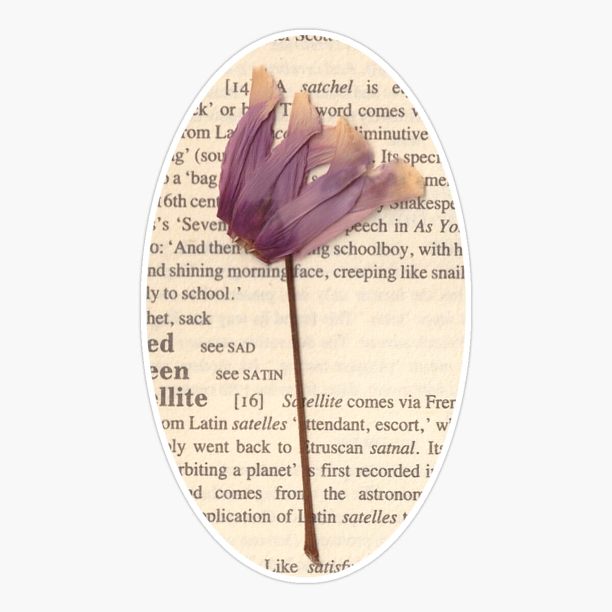Onim Flower On Vintage Page B Sticker, Phone Decal Water Bottle ...