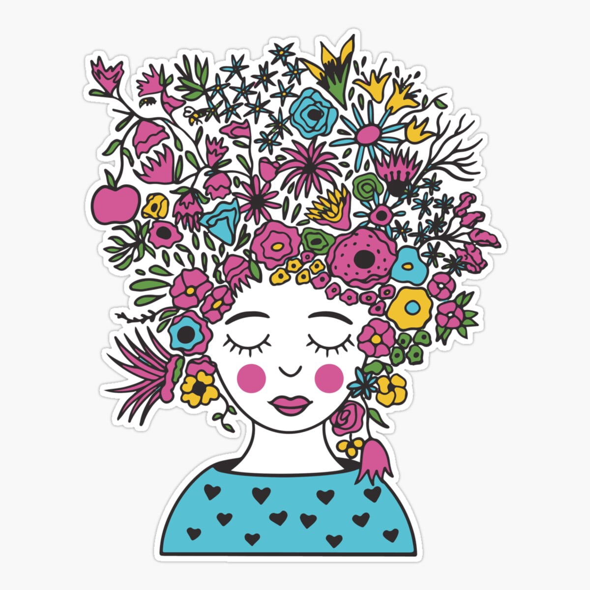 Onim Flowers On My Head Sticker, Phone Decal Water Bottle Stickers Car ...
