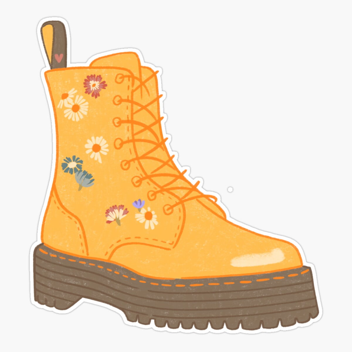 Onim Flowers On Yellow Doc Boot Sticker, Phone Decal Water Bottle ...