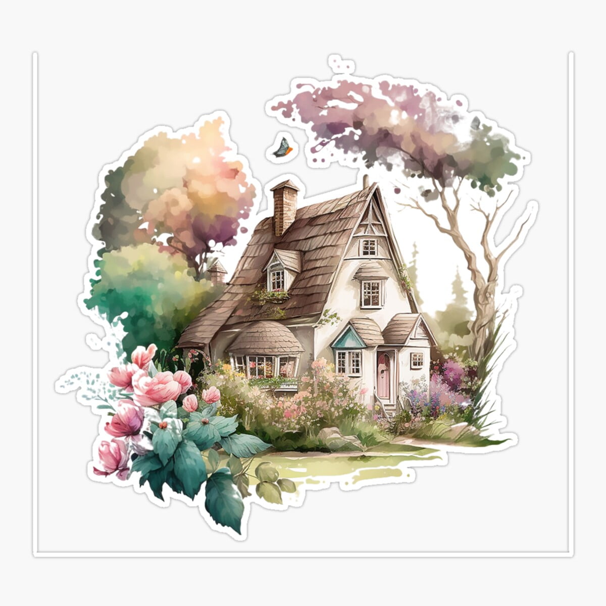 Onim Flowery Cottagecore Scenery - Pastel Watercolor - Cottage Living ...
