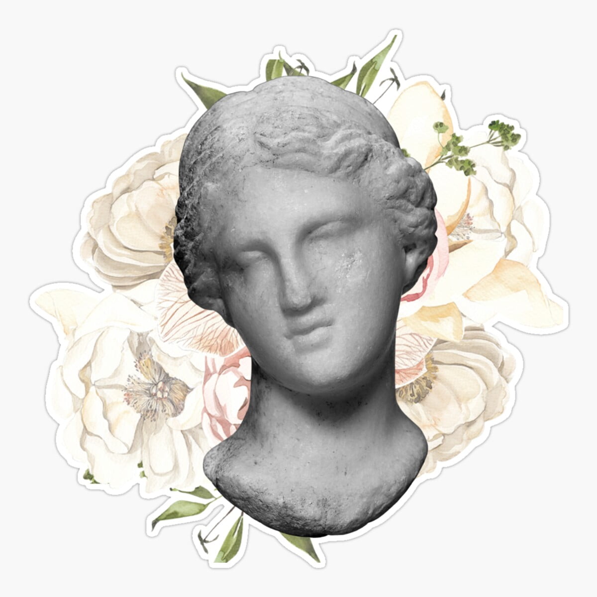 Onim Flowery Sculpture- Light Academia Design Sticker, Phone Decal ...