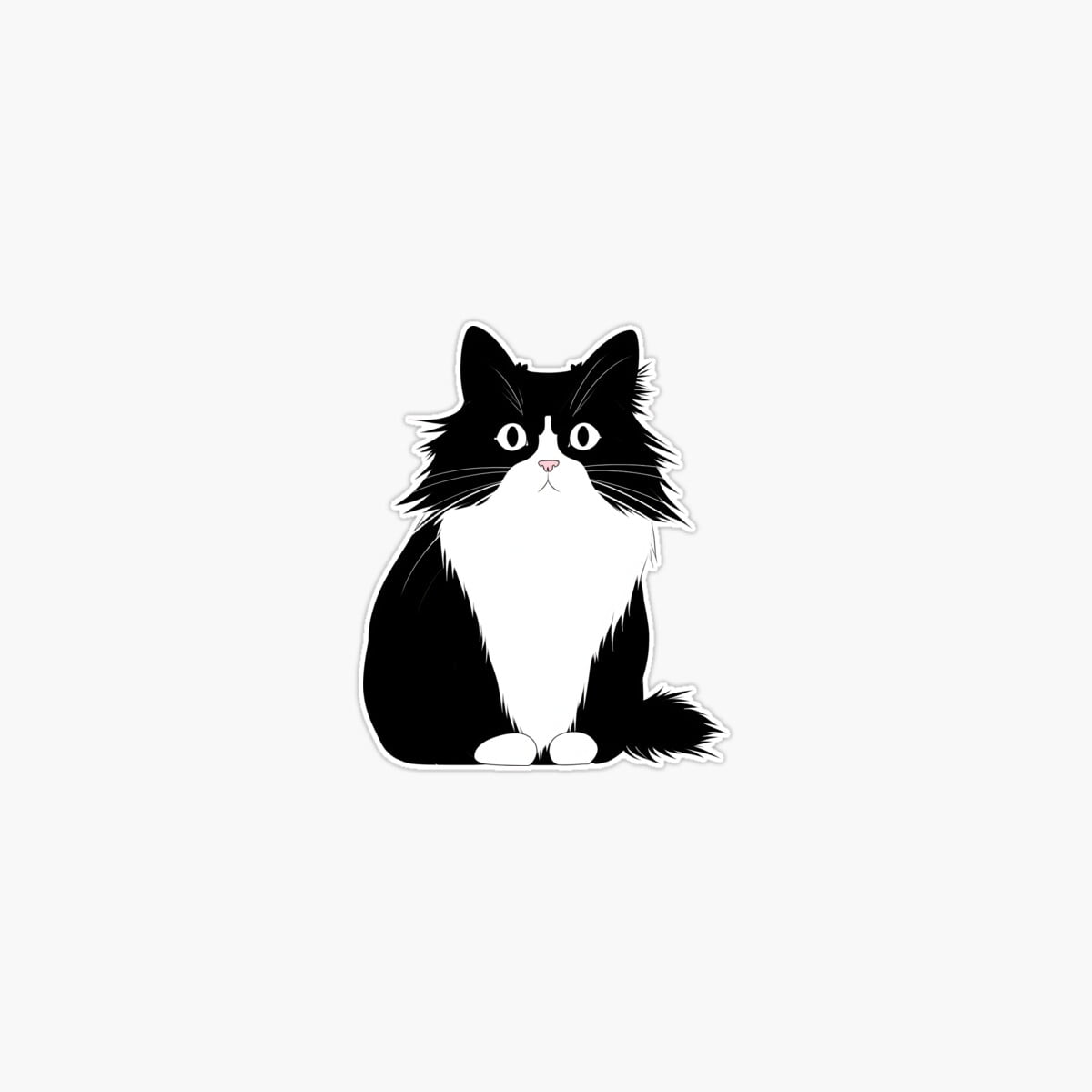 Onim Fluffy Tuxedo Cat,Easy Cat Drawing Sticker, Phone Decal Water ...