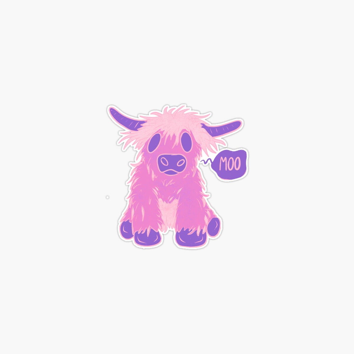 Onim Fluffy Cow Goes Moo! Sticker, Phone Decal Water Bottle Stickers ...