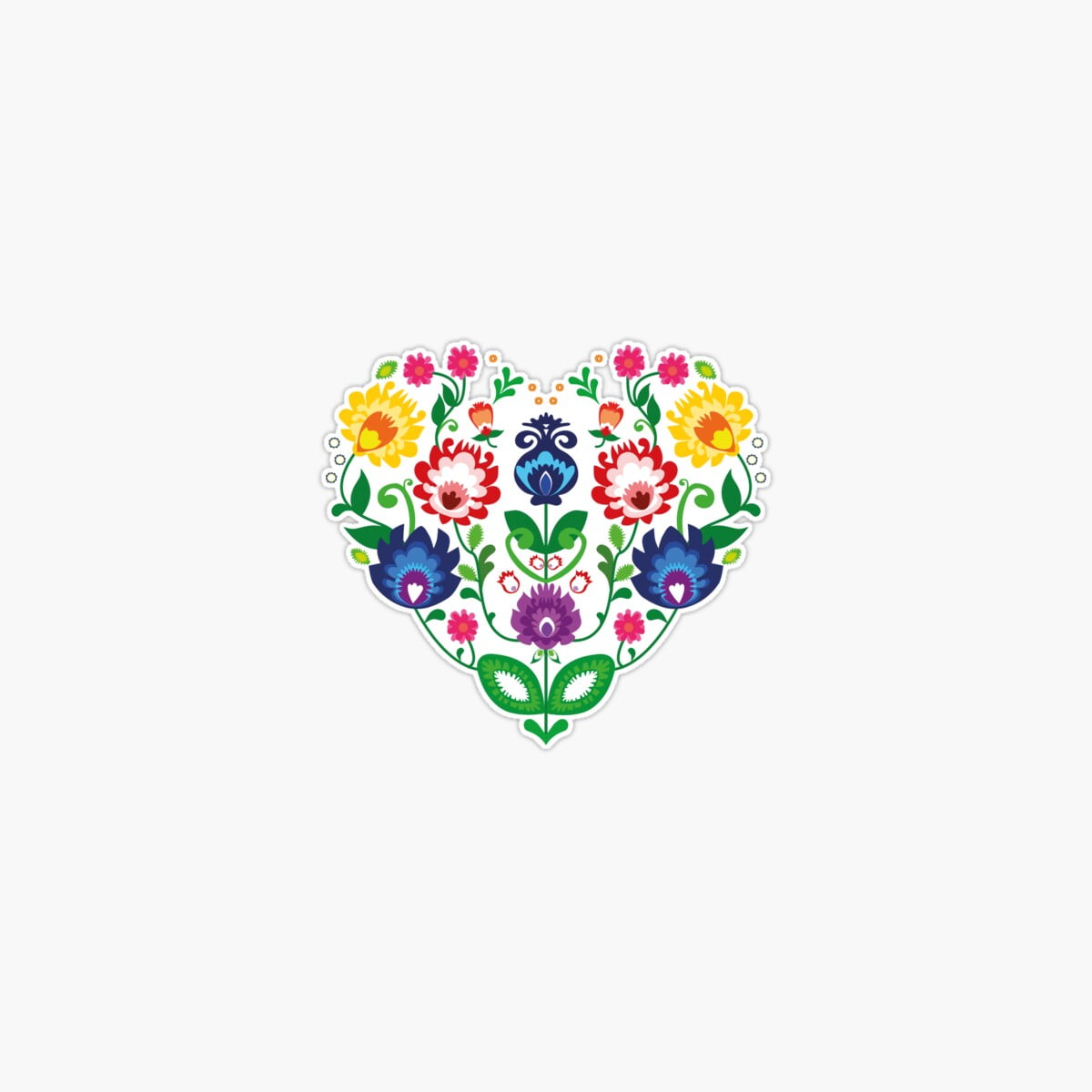 Onim Folk Heart, Beautiful Polish Folk Motif - White Sticker, Phone ...