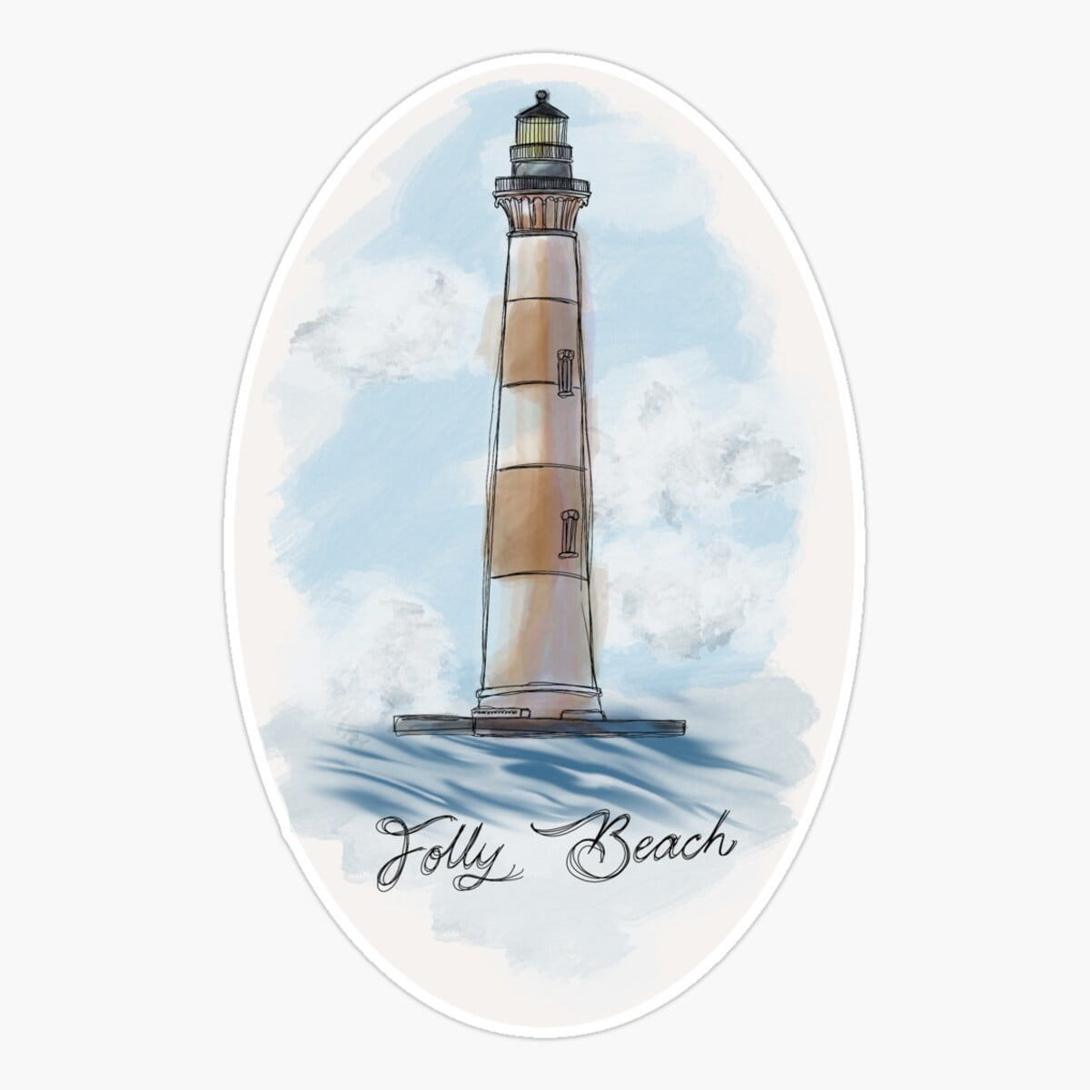 Onim Folly Beach Art Sticker Sticker, Phone Decal Water Bottle Stickers ...