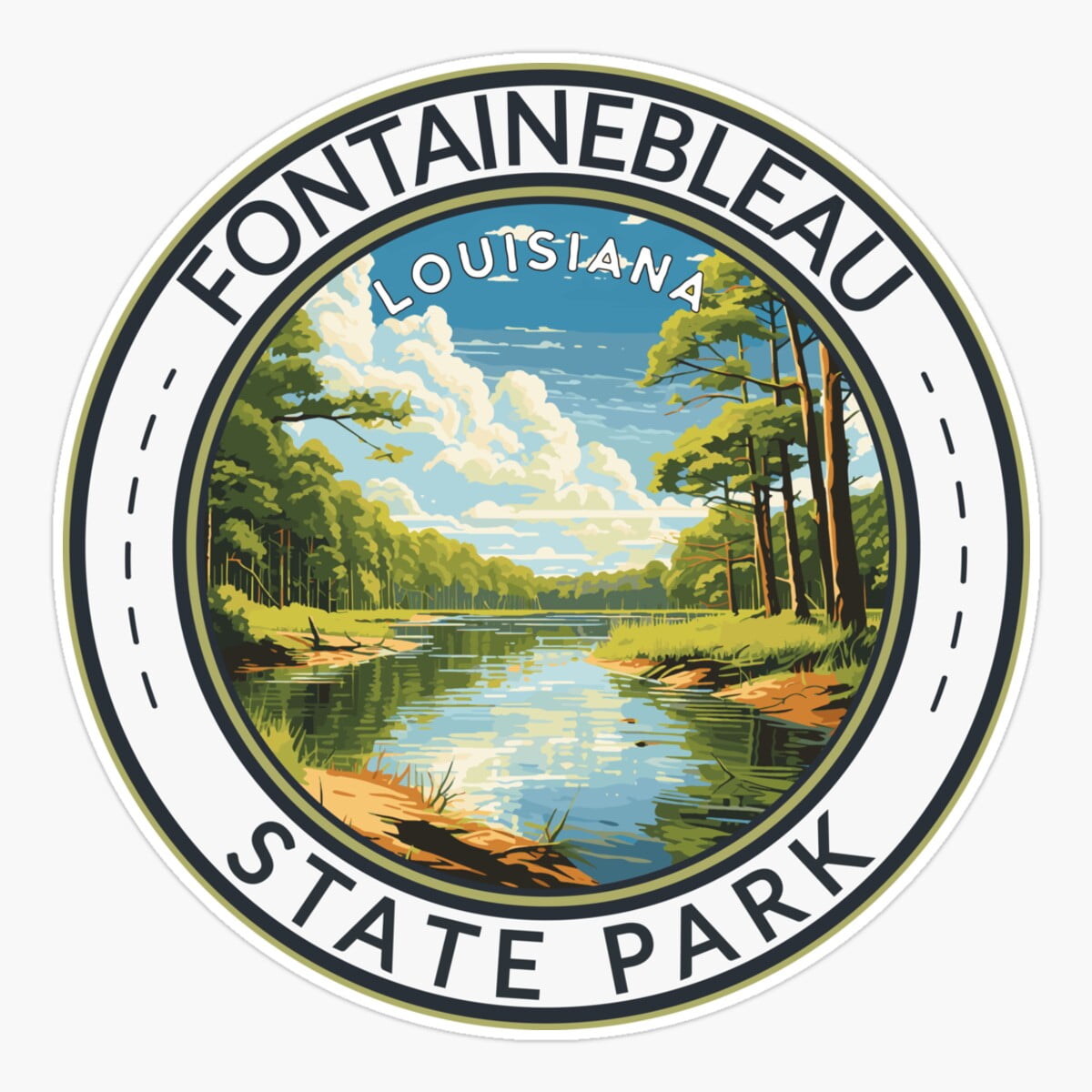 Onim Fontainebleau State Park Louisiana Travel Art Badge Sticker, Phone ...