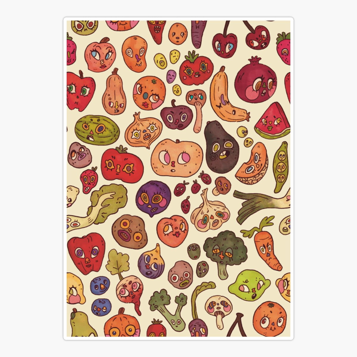 Onim Foodie Friends Repeatable Pattern Sticker, Phone Decal Water ...