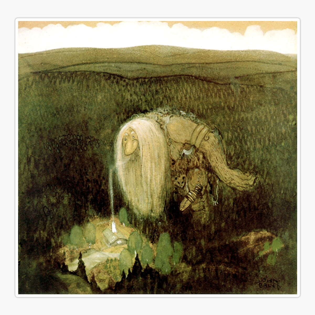 Onim Forest Troll - John Bauer Sticker, Phone Decal Water Bottle ...