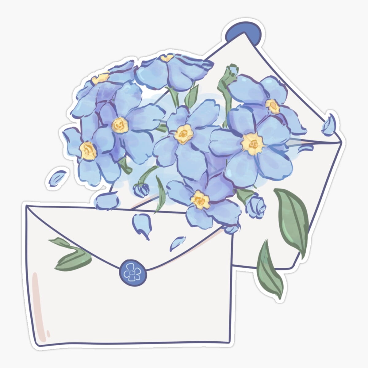 Onim Forget Me Not Floral Letters Sticker, Phone Decal Water Bottle ...