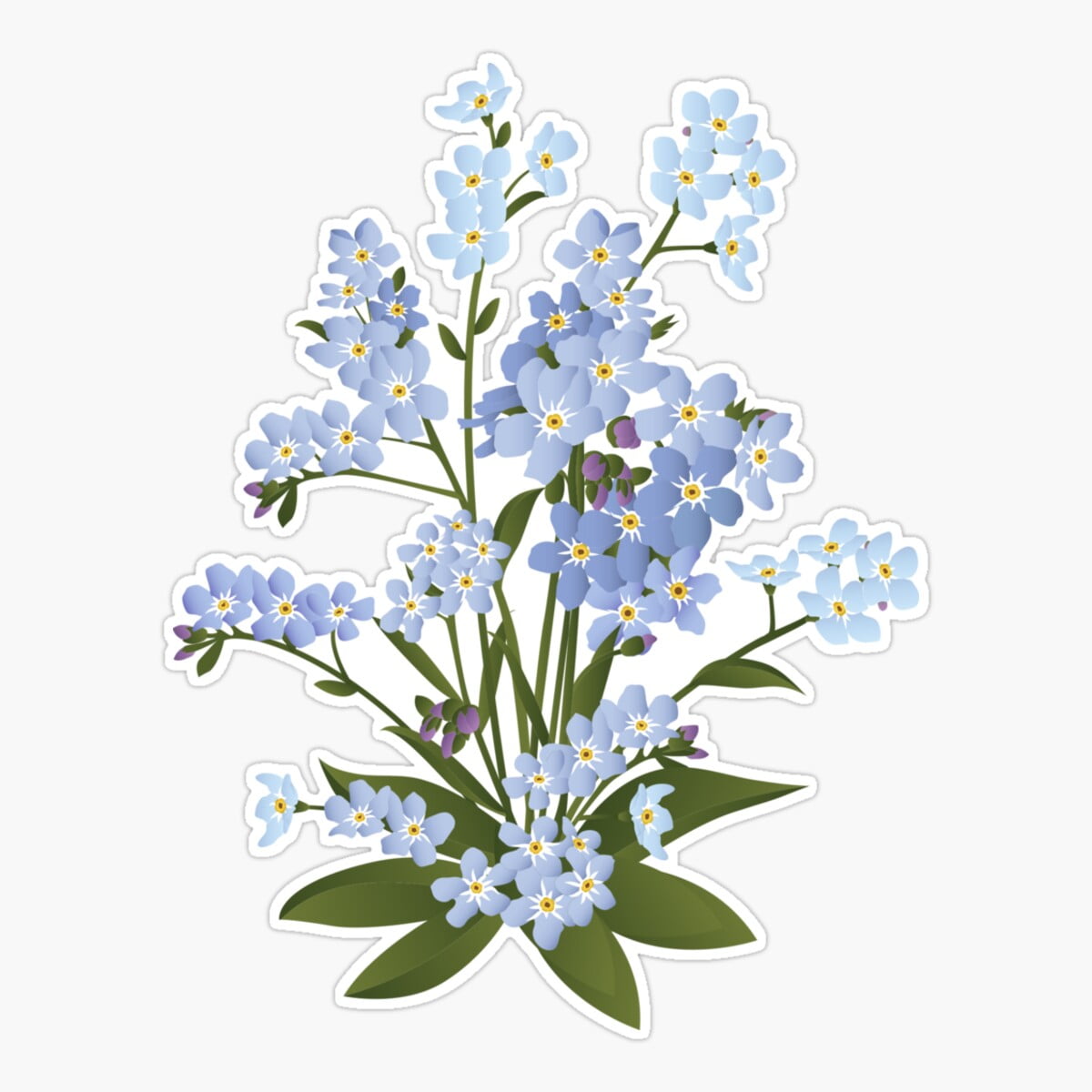 Onim Forget Me Not Flower Sticker, Phone Decal Water Bottle Stickers ...