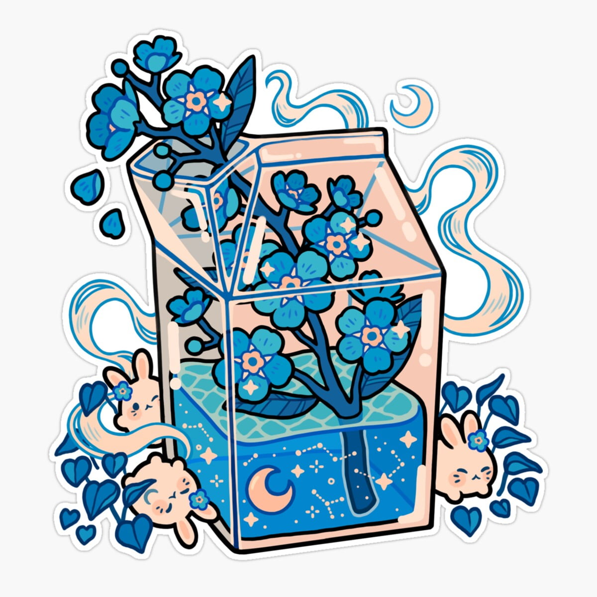 Onim Forget Me Not Milkbox Sticker, Phone Decal Water Bottle Stickers ...