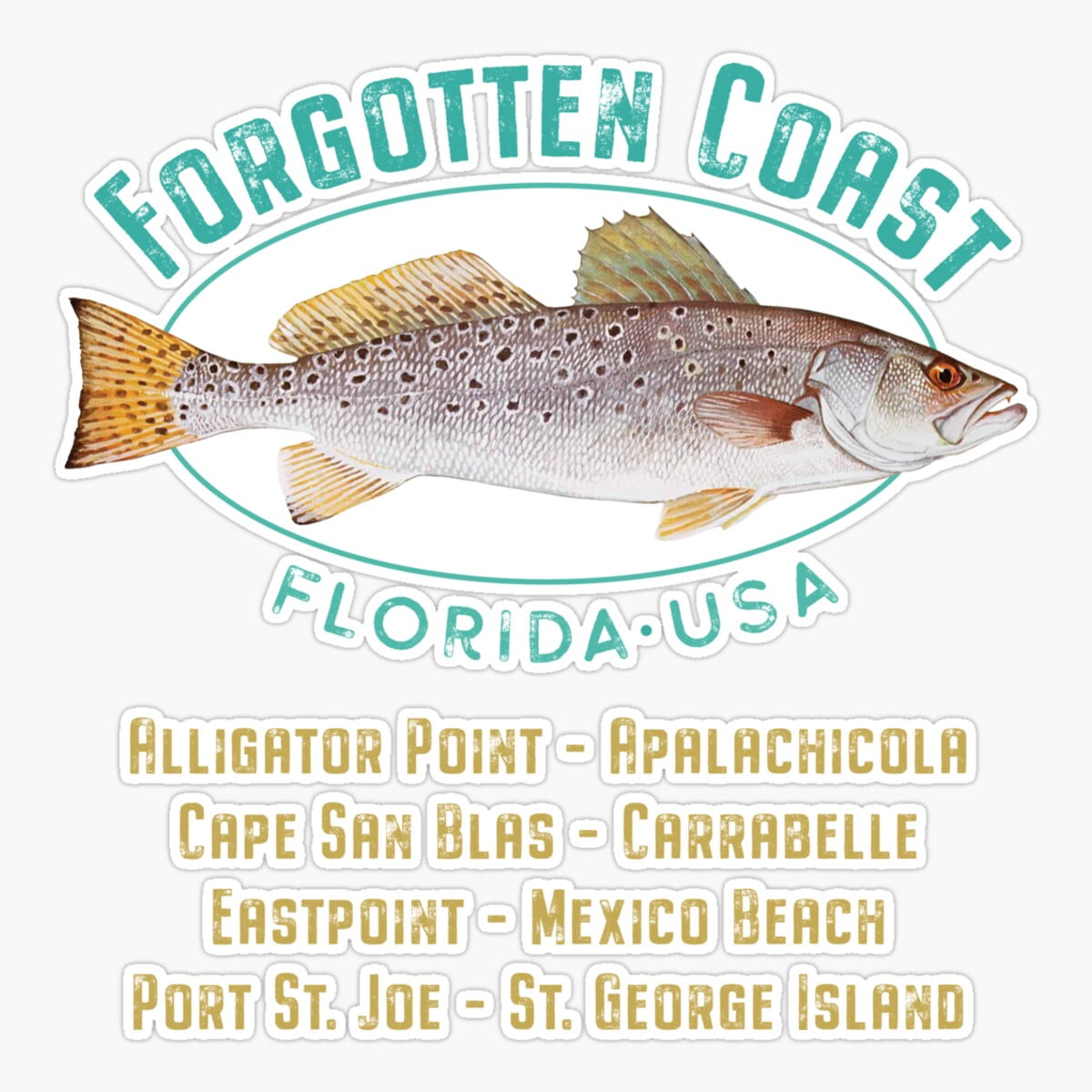 Onim Forgotten Coast Florida Design Sticker, Phone Decal Water Bottle ...