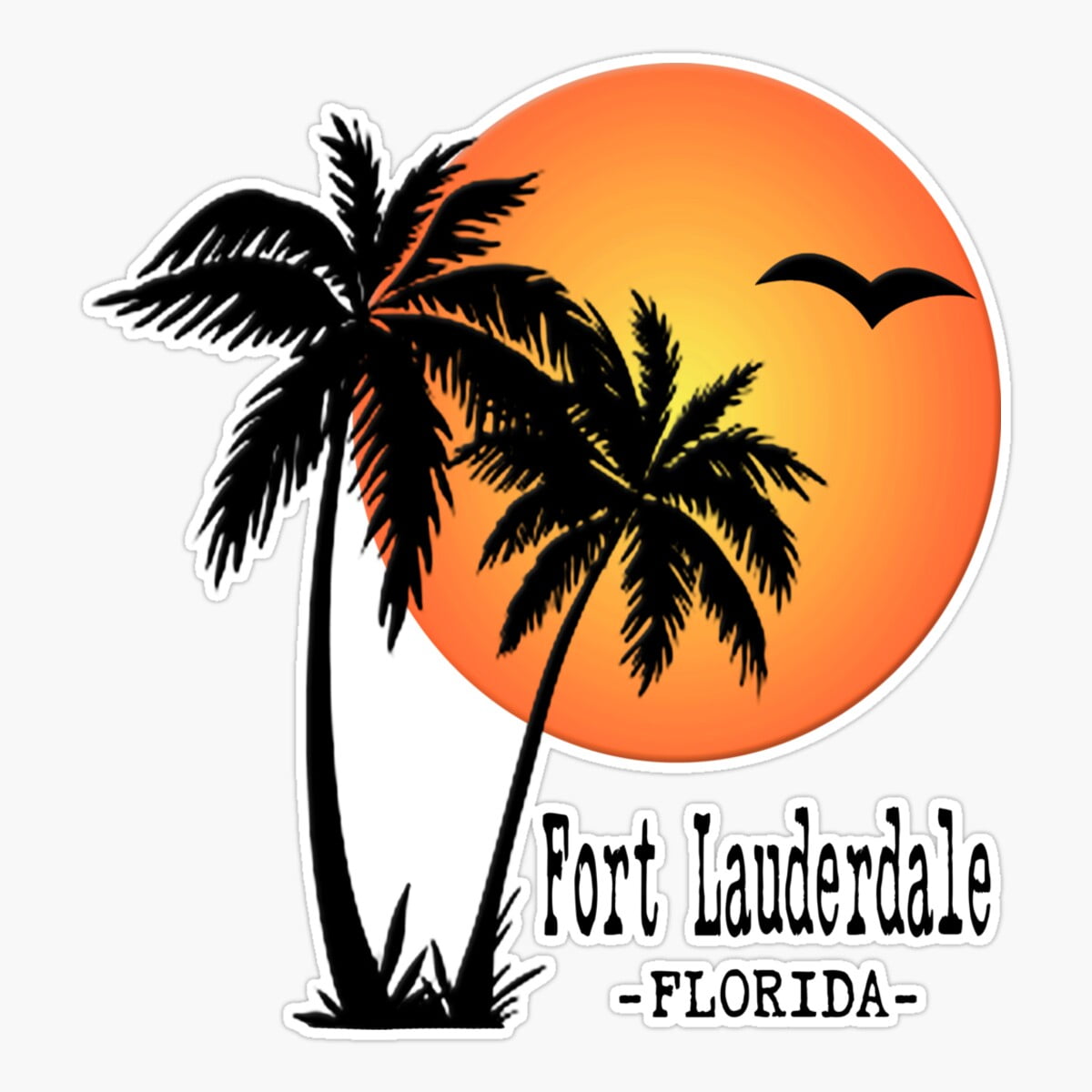 Onim Fort Lauderdale Florida Beach Sun Palm Trees Sticker, Phone Decal ...