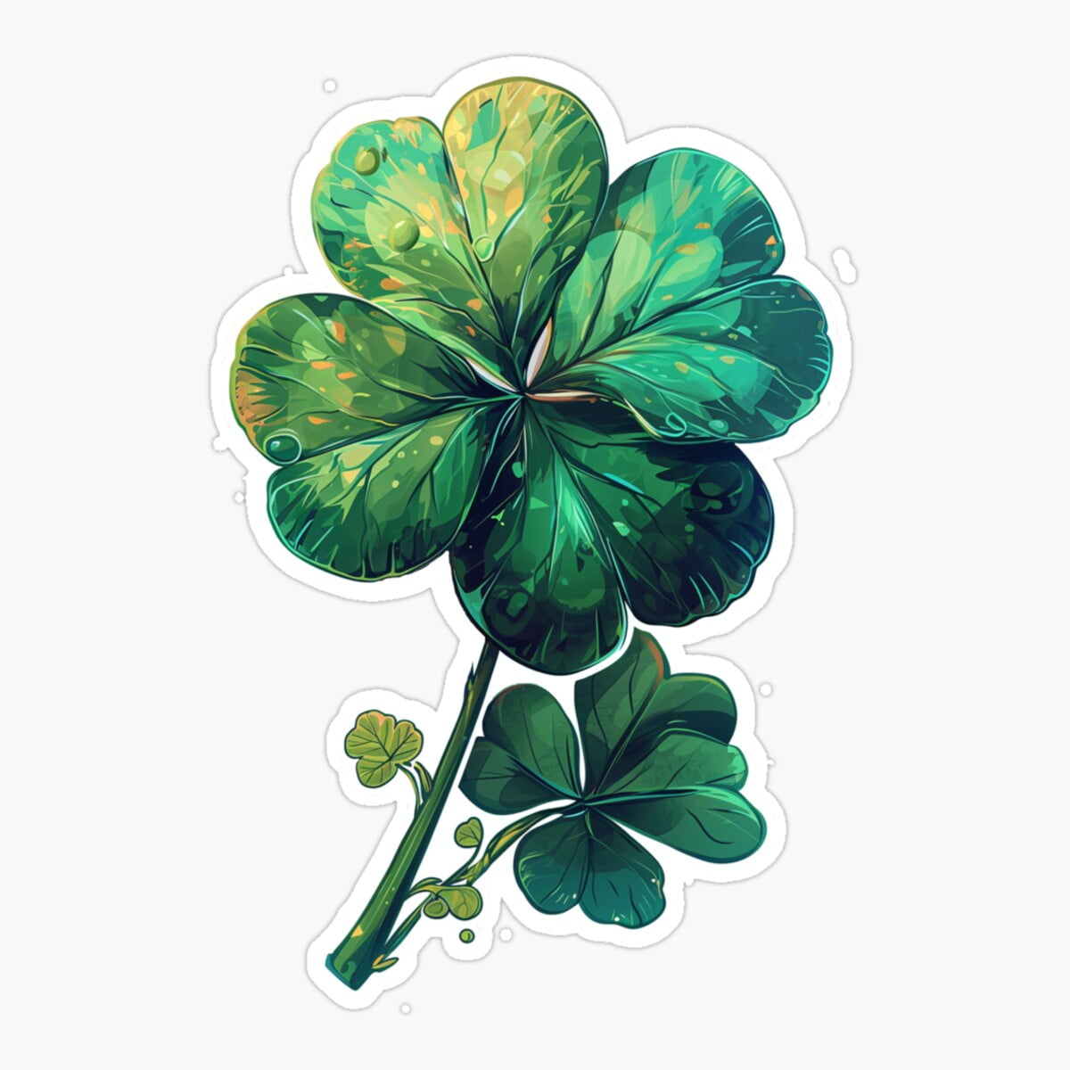Onim Four Leaf Clover For St. Patric'S Day Sticker, Phone Decal Water ...