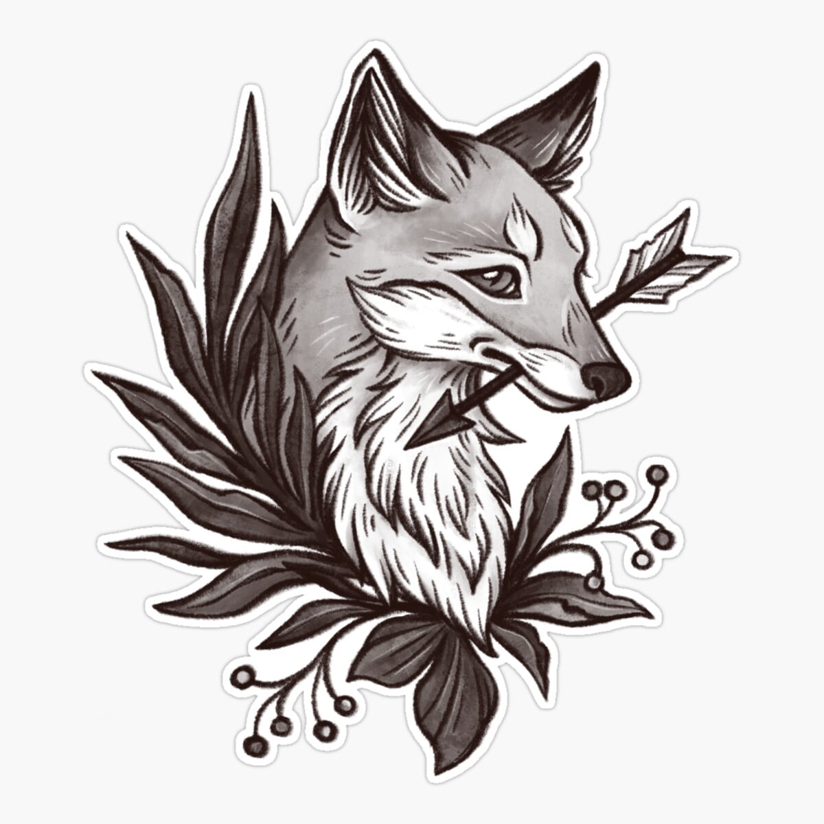 Onim Fox Tattoo Sketch Oldschool Fox Vintage Witchcraft Green Witch ...