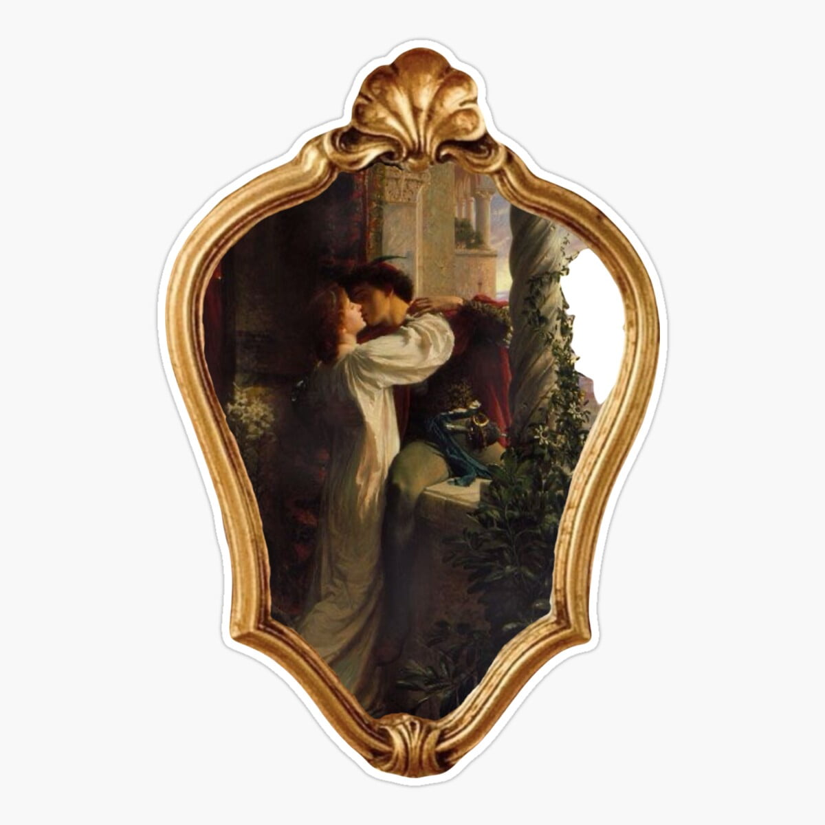 Onim Framed Painting Of Two Lovers Saying Goodbye Sticker, Phone Decal ...