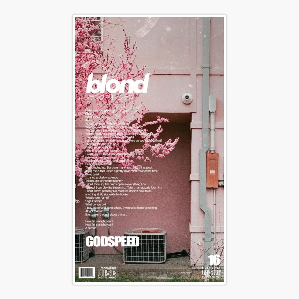 Onim Frank Ocean Pink Cherry Blossom Sticker, Phone Decal Water Bottle ...