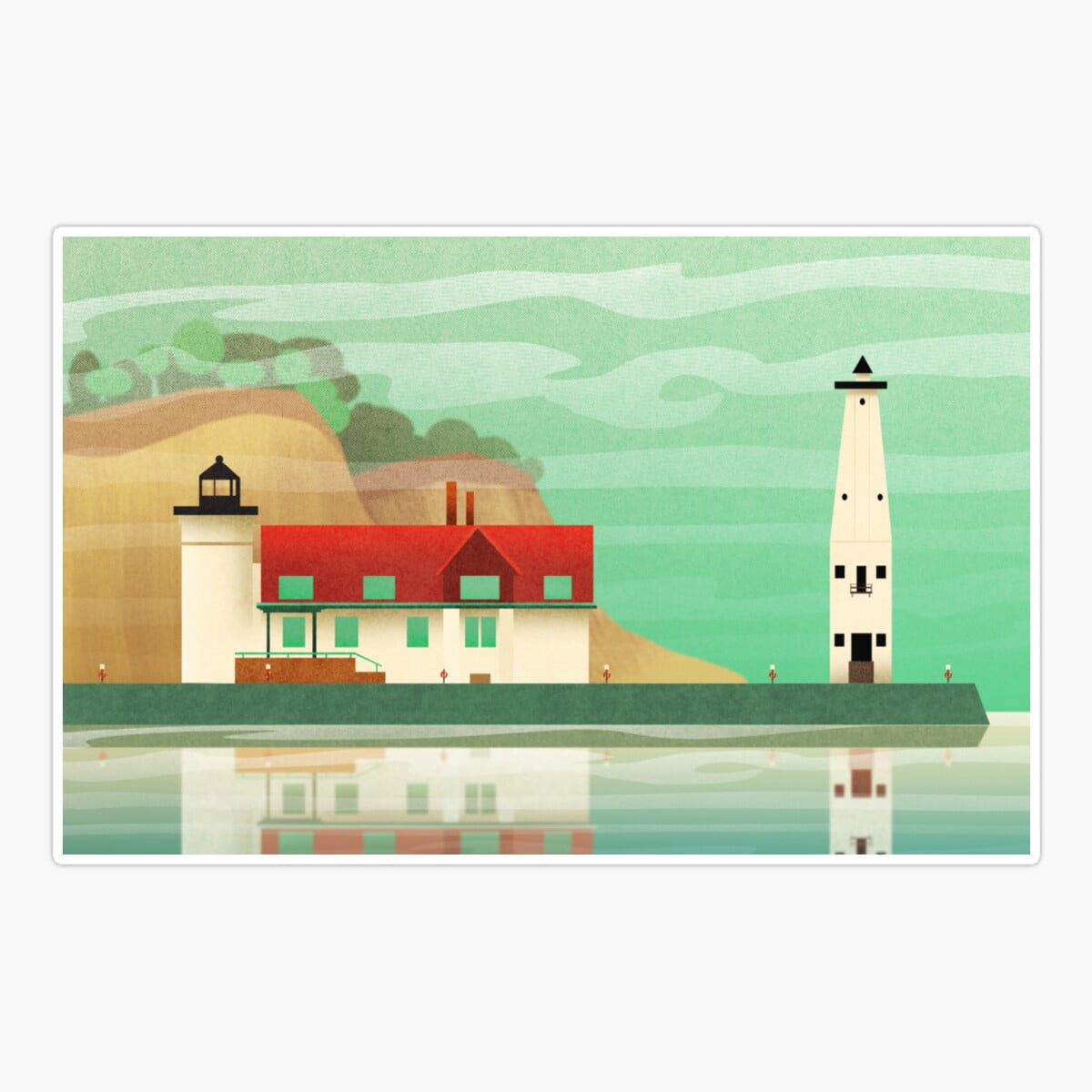 Onim Frankfort & Point Betsie Lighthouses Sticker, Phone Decal Water ...